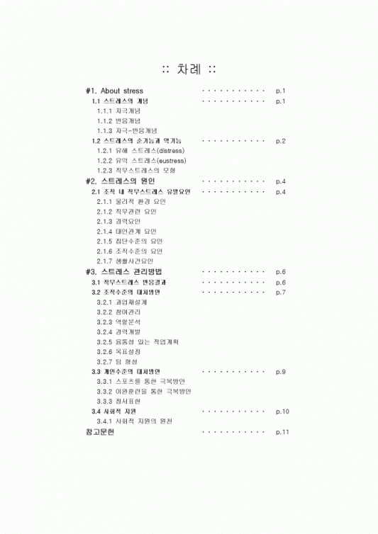 스트레스 원인과 관리방안