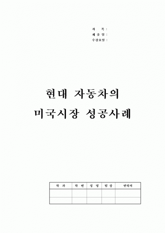 국제경영 레포트 ( 현대자동차 미국진출 성공 사례 분석 )