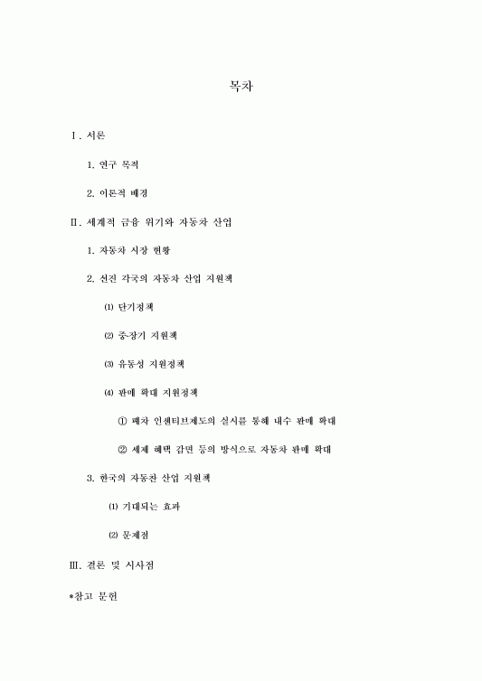 선진 각국과 한국의 자동차 산업 지원책