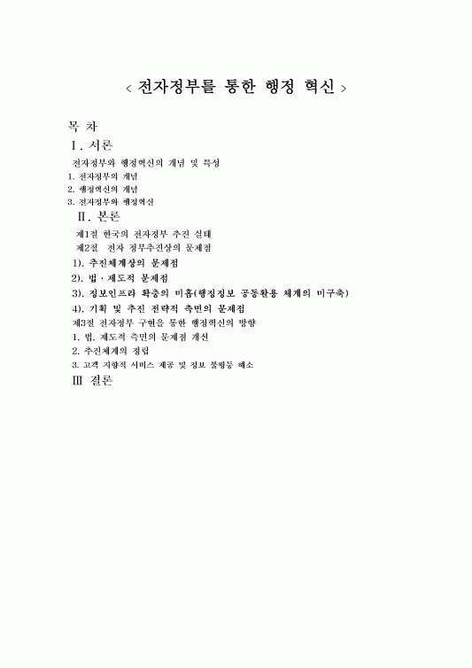 [사회과학] 전자정부를 통한 행정혁신.