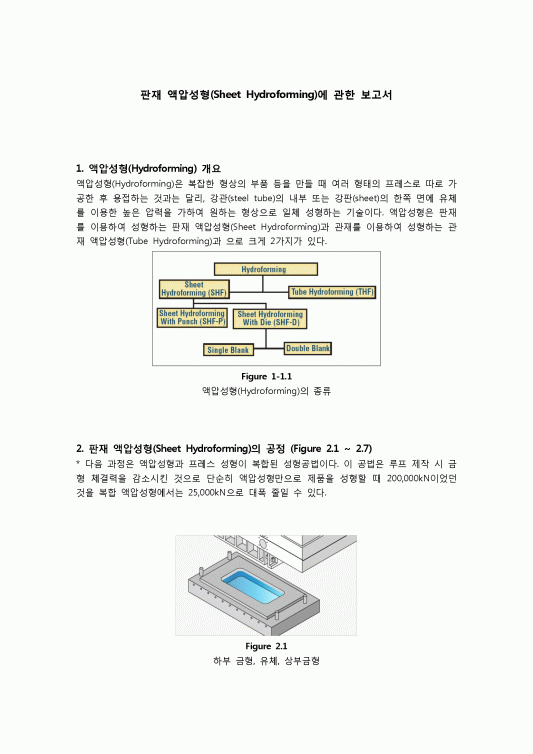 판재액압성형(Hydroforming)에 관한 보고서