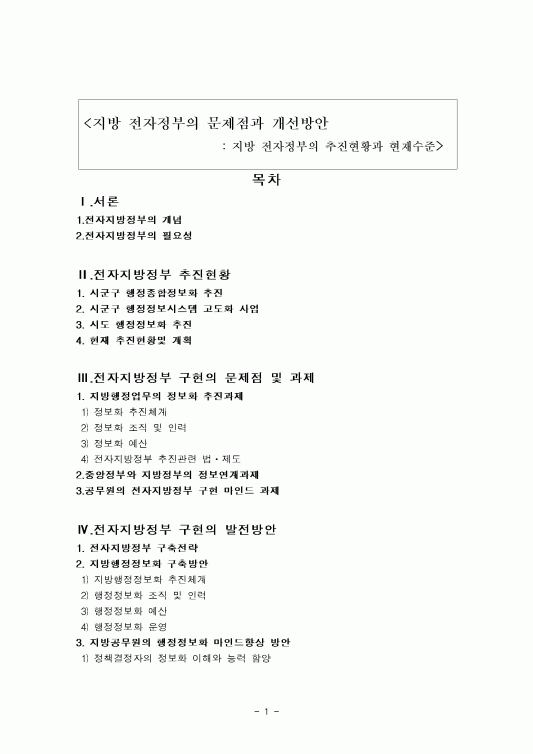 지방 전자정부의 문제점과 개선방안.