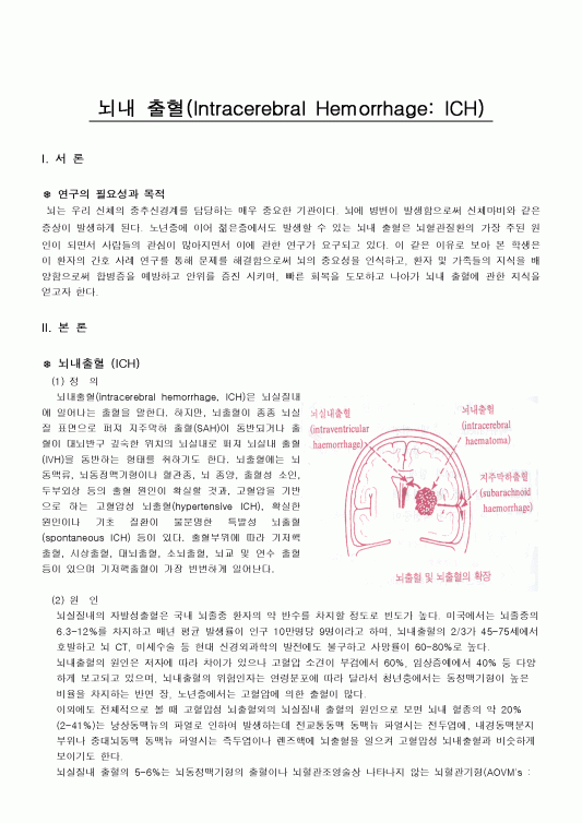 뇌내 출혈(Intracerabral hemorrhage: ICH)