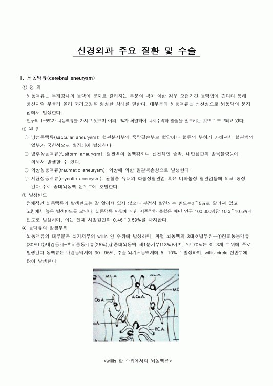 신경외과 주요질환 및 수술
