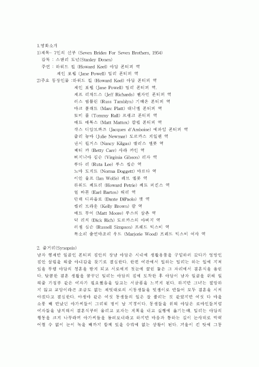 뮤지컬 7인의 신부를 보고