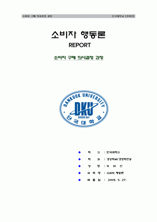 소비자 구매 의사결정 과정(실제 구매사례 포함)