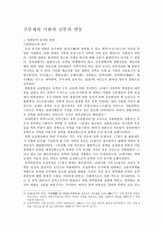 중세사(2) - 신분제의 이완과 신분의 변동
