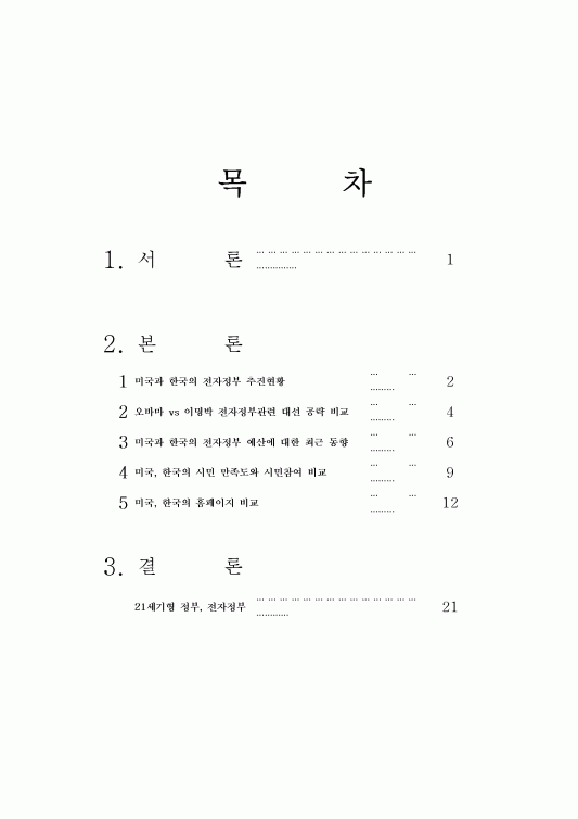 우리나라와 미국의 전자정부 비교.