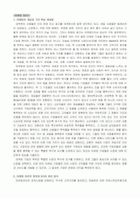 마케팅 정리 시험대비용(필립 코틀러)