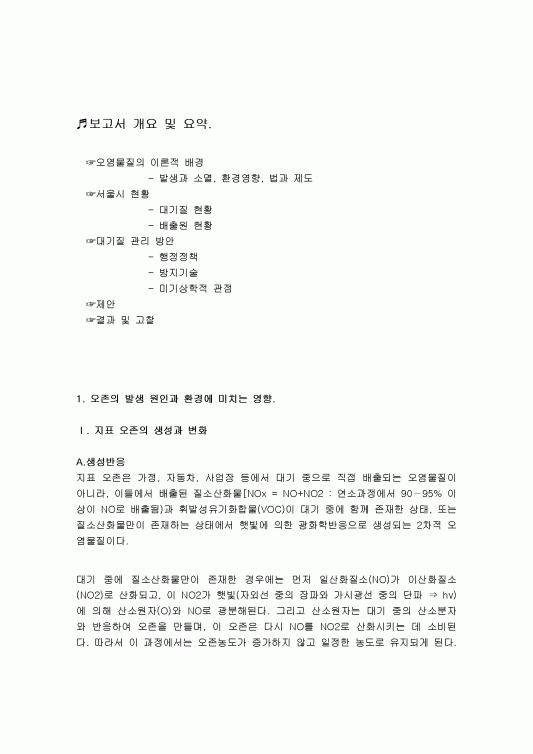 서울시 오존에 대한 보고서