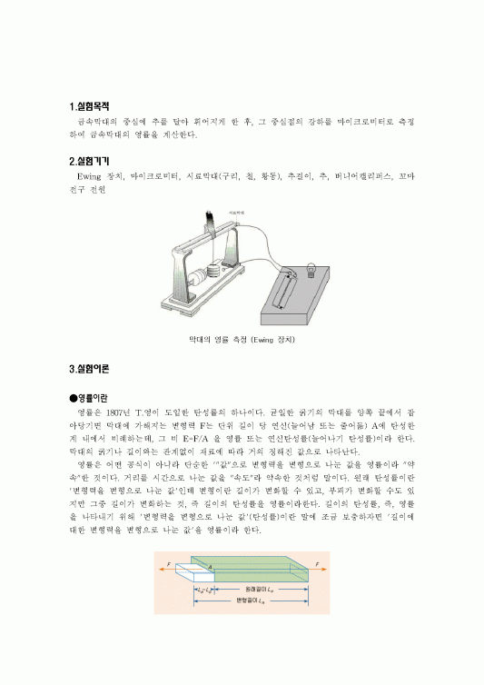 막대의 영률 측정 예비