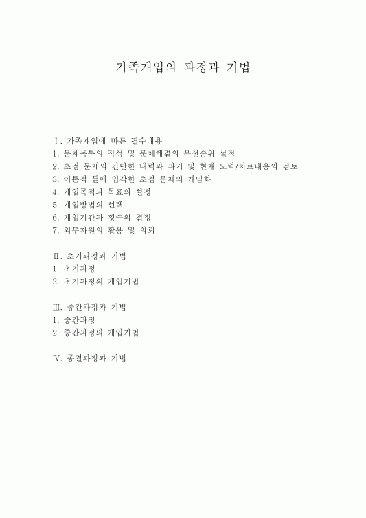 가족개입의 과정과 기법