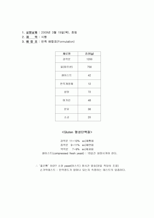 식빵만들기 레포트