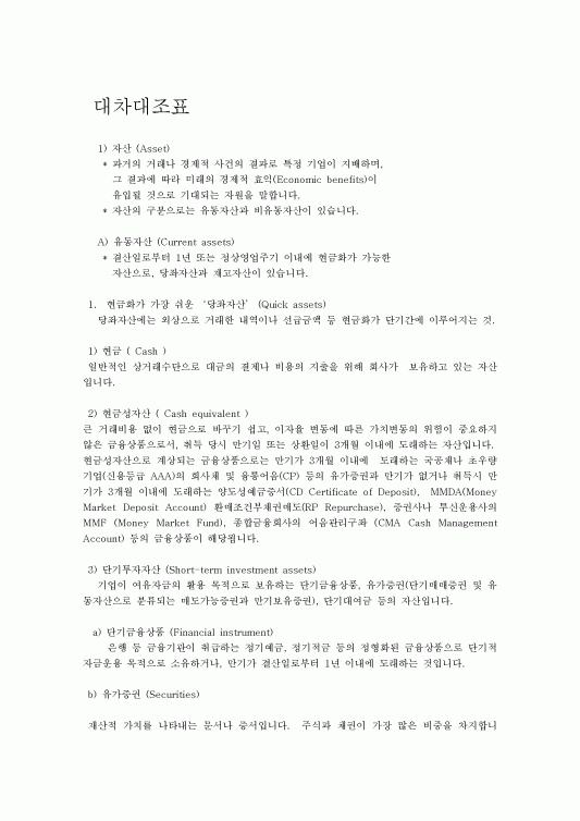 대차대조표 레포트