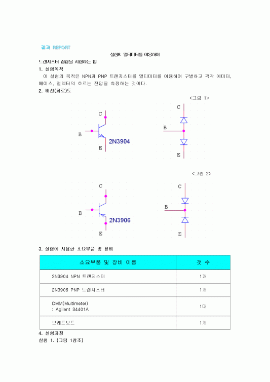 전자회로실험 결과보고서-멀티미터를 이용하여
