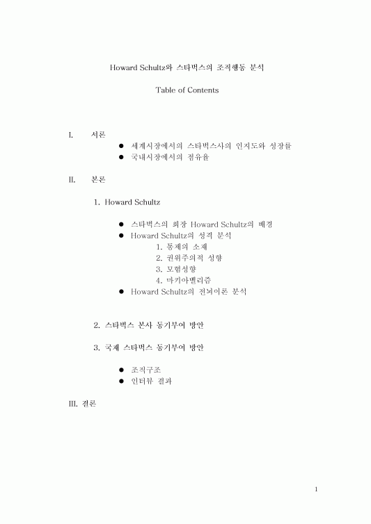 스타벅스 조직행동자료