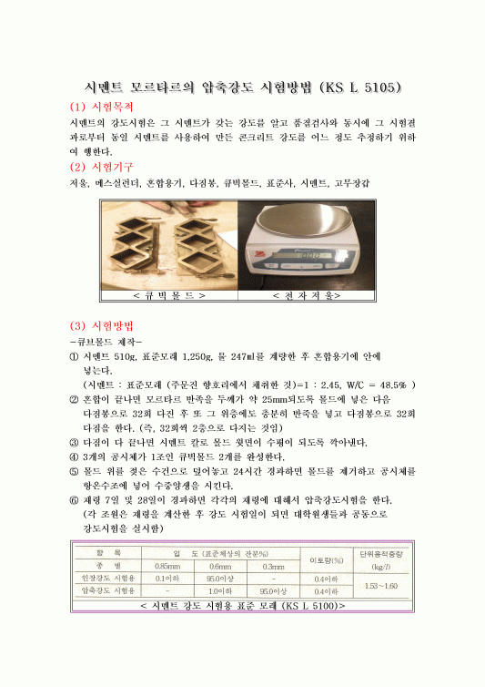 시멘트 모르타르 압축강도