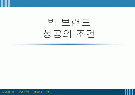 [경영학원론]빅브랜드의 성공조건