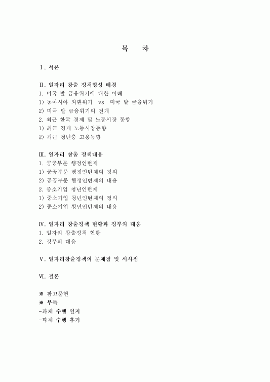 정부의 일자리 창출정책
