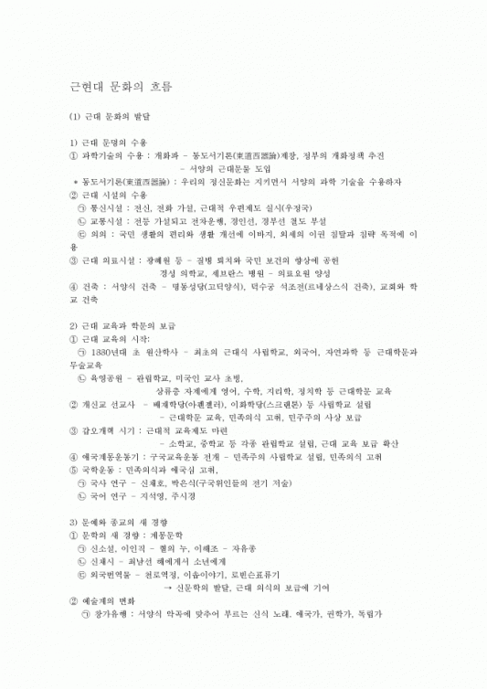 근현대 문화의 흐름