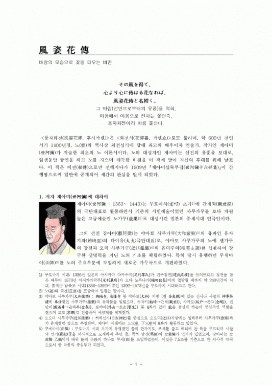 풍자화전(風姿花傳 바람의 모습으로 꽃을 피우는 비전)