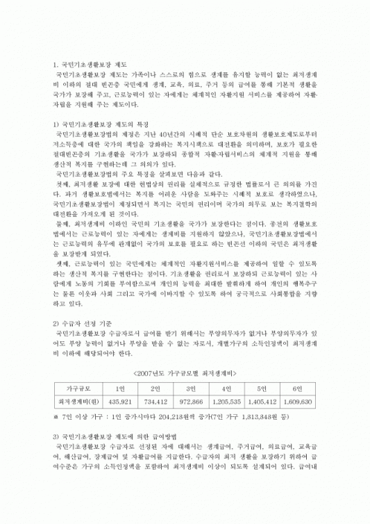 우리나라 현재 공공부조의 현황