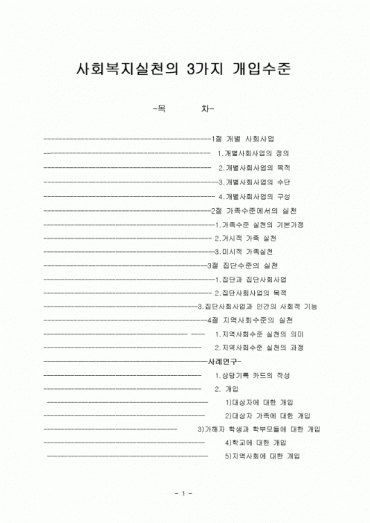 사회복지 실천의 개입수준