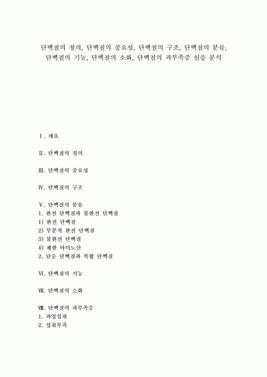 [단백질][단백질 중요성][단백질 구조][단백질 분류][단백질 기능][단백질 소화][단백질 과부족증]단백질의 정의, 단백질의 중요성, 단백질의 구조, 단백질의 분류, 단백질의 기능, 단백질의 소화, 단백질 과부족증