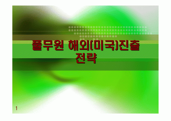 [경영]풀무원&풀무원 기업의 해외진출전략에관한 연구^-^