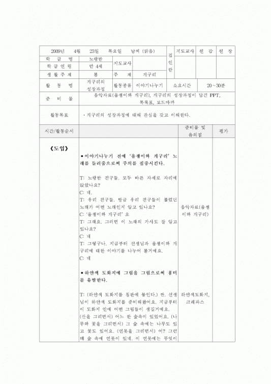 개구리 이야기나누기