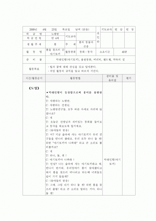 봄을 찾으러 간 토끼 동화동극