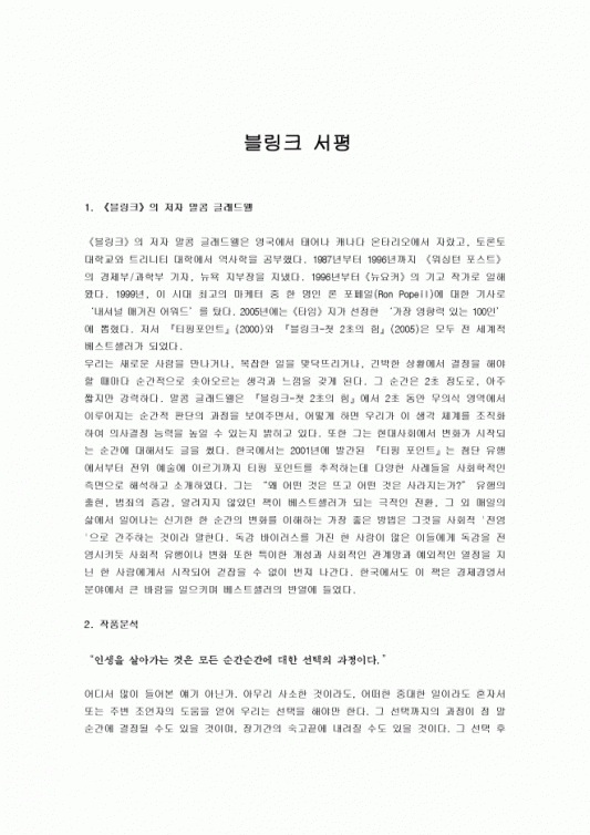 [블링크] 블링크 서평