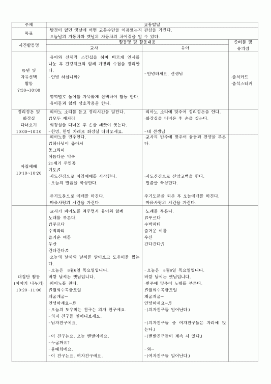 올데이 수업 : 만6세 교통기관