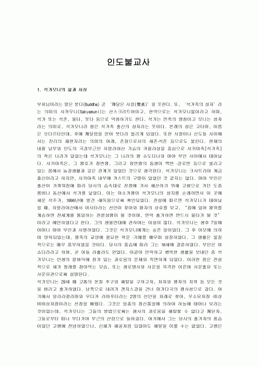 인도불교사 레포트 자료