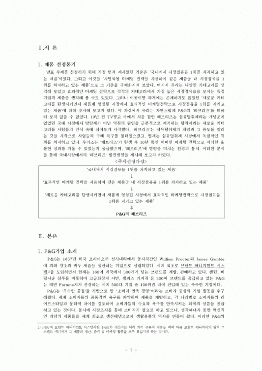 페브리즈의 마케팅 전략 분석 및 방향 제시