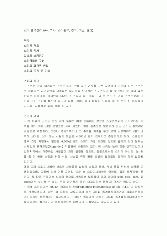 스키 완벽정리 (개요, 역사, 스키종류, 경기, 기술, 원리)