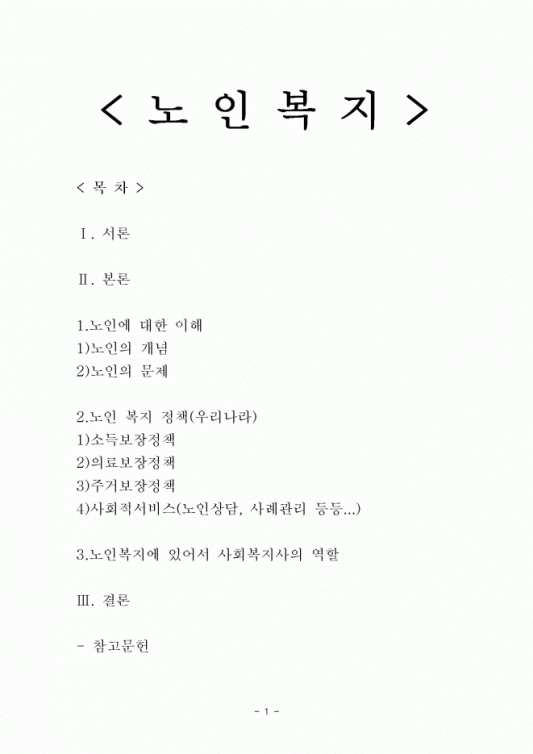 노인복지정책 및 사회복지사의 역할