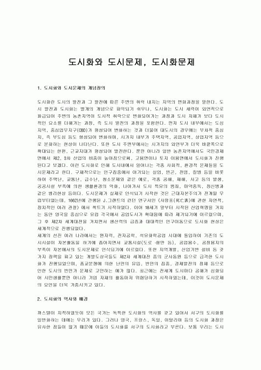 도시화와 도시문제, 도시화문제