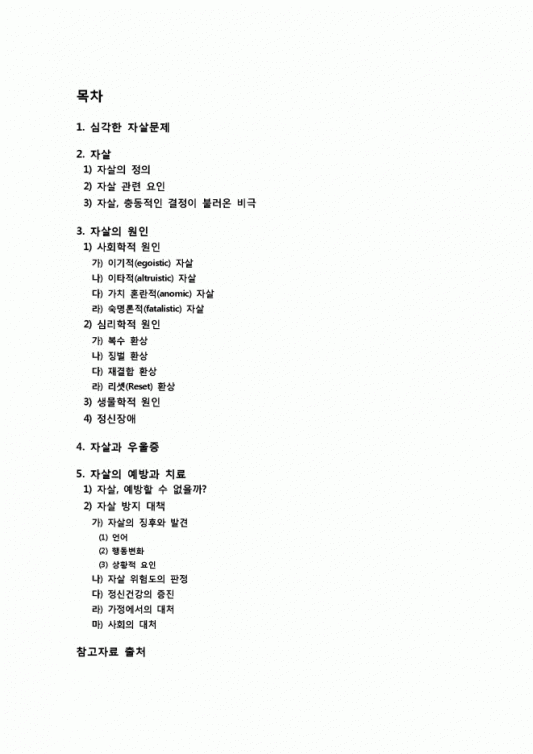 [자살]자살의 정의와 주요 원인 및 유형 , 자살 예방과 치료 및 대처방안, 자살자들의 특징(우울증과 주요 증상) 고찰