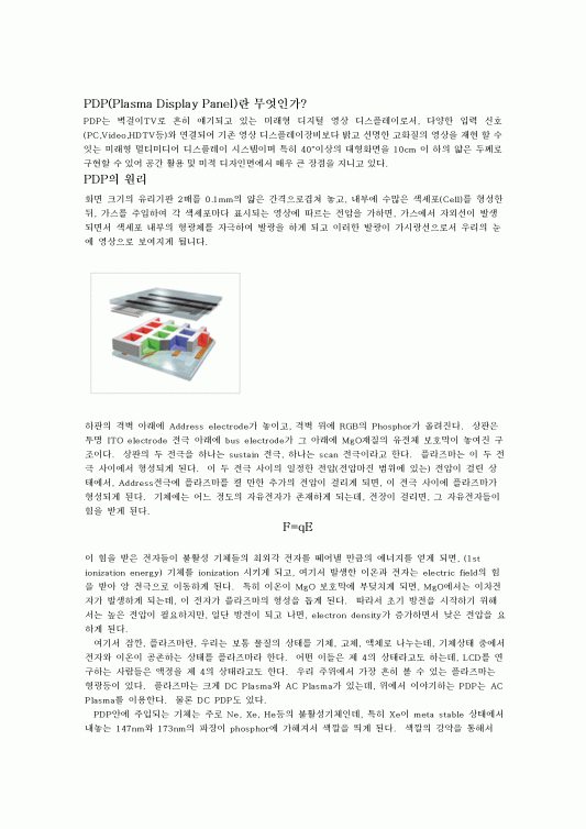 PDP, ELD, LED, FED 관련 내용정리
