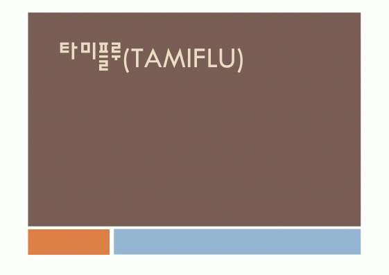 타미플루 (tamiflu) 신종플루 백신에 관한 발표. ppt 프리젠테이션 파일.