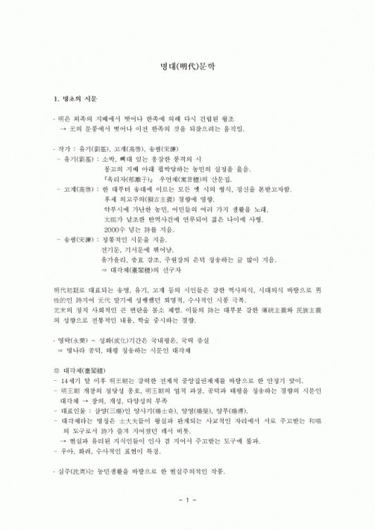 중국 명대(明代) 문학