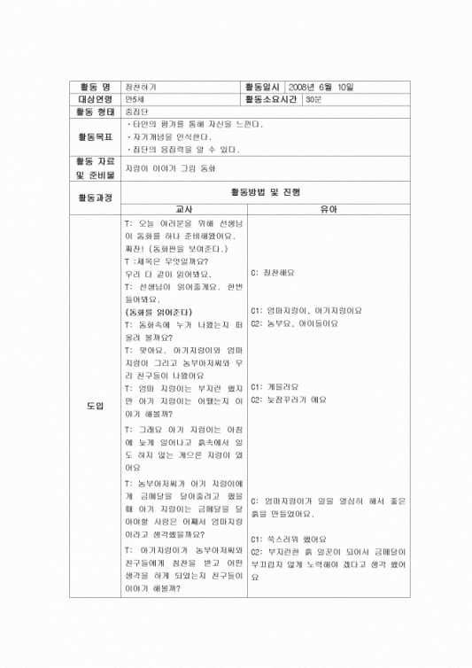 칭찬-계획안 레포트 자료