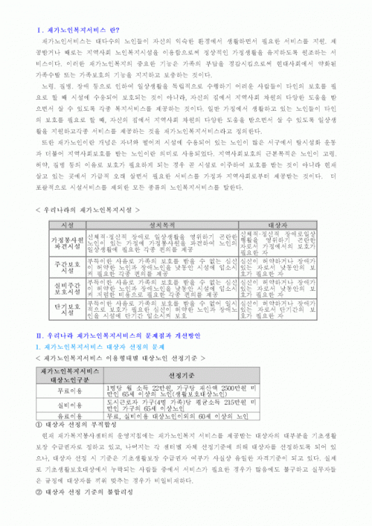 재가 노인 복지 서비스 report