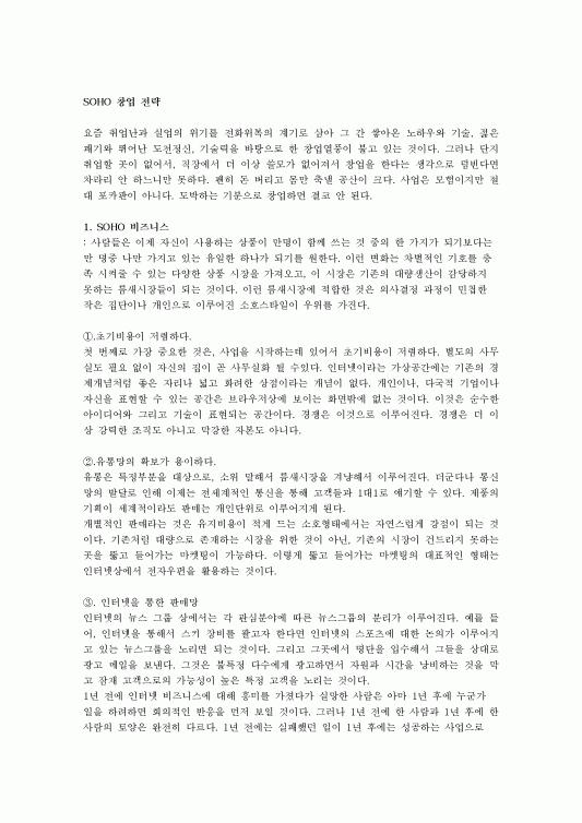 SOHO 창업 전략