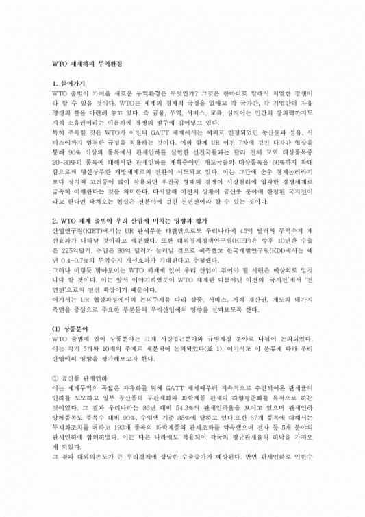WTO 체제하의 무역환경