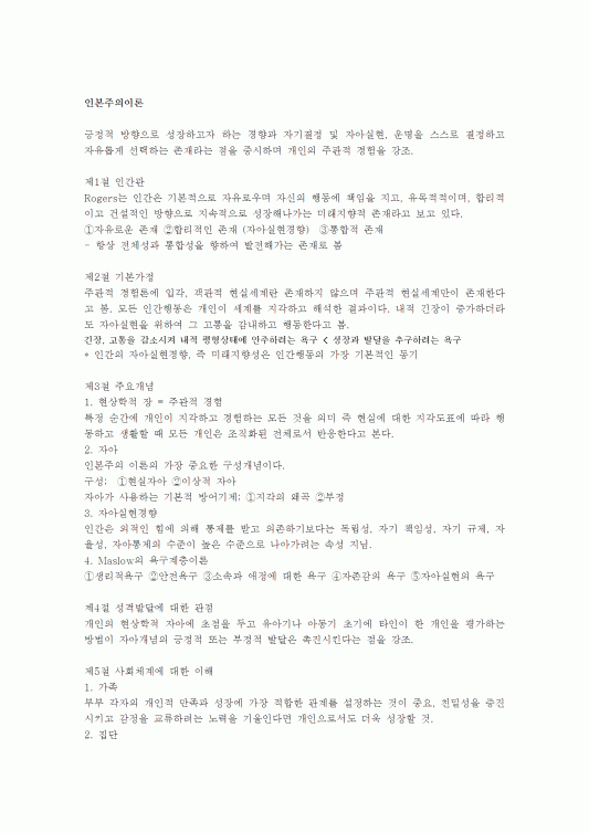 인본주의, 행동주의, 인지이론