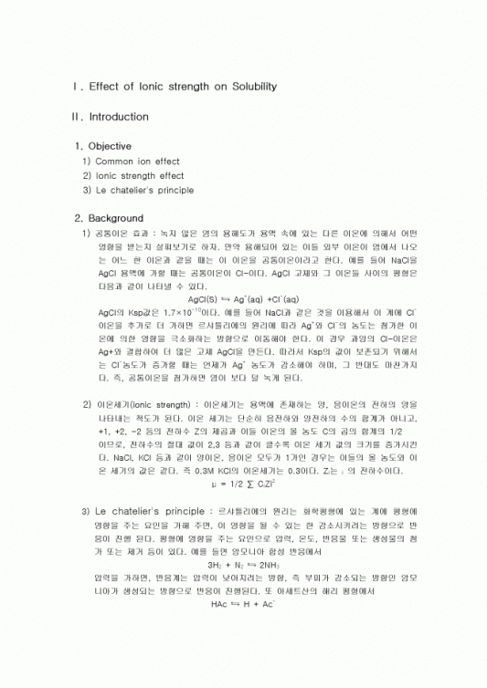 Effect of Ionic strength on Solubility
