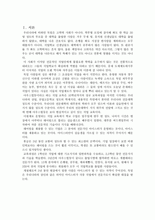 [사범/법학] 독일의 직업교육