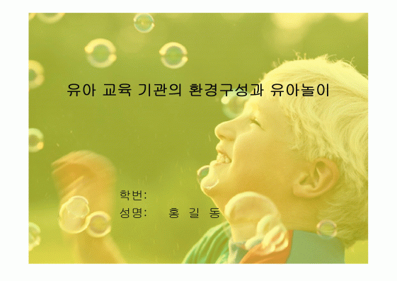 유아 교육기관의 환경구성과 유아놀이